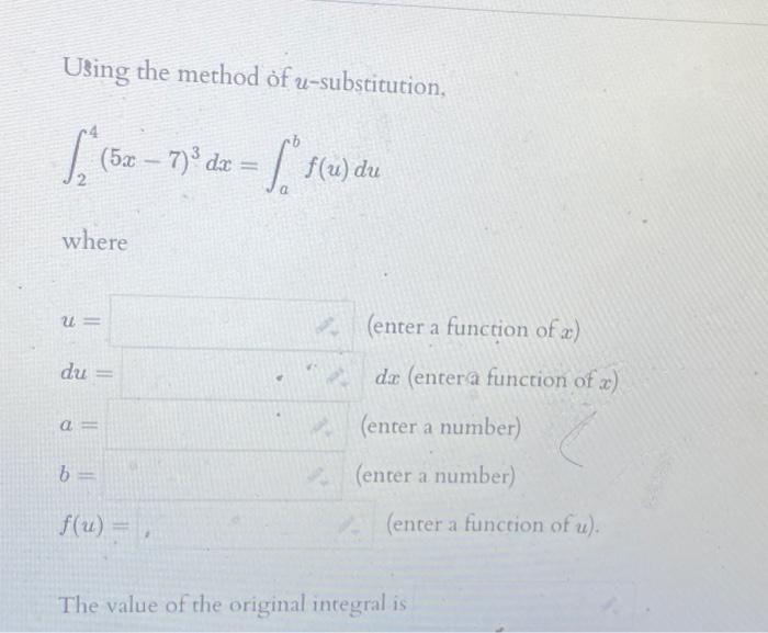 Solved Using the method of u-substitution, | Chegg.com