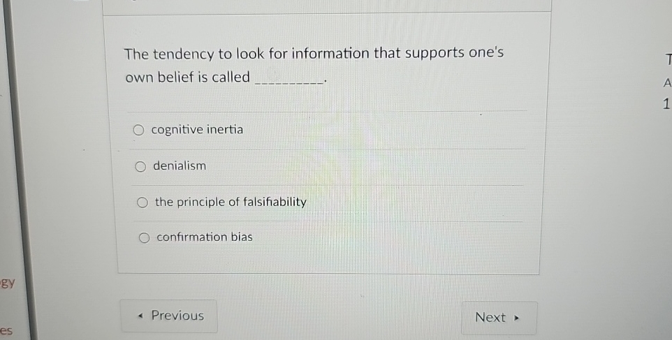 Solved The tendency to look for information that supports | Chegg.com