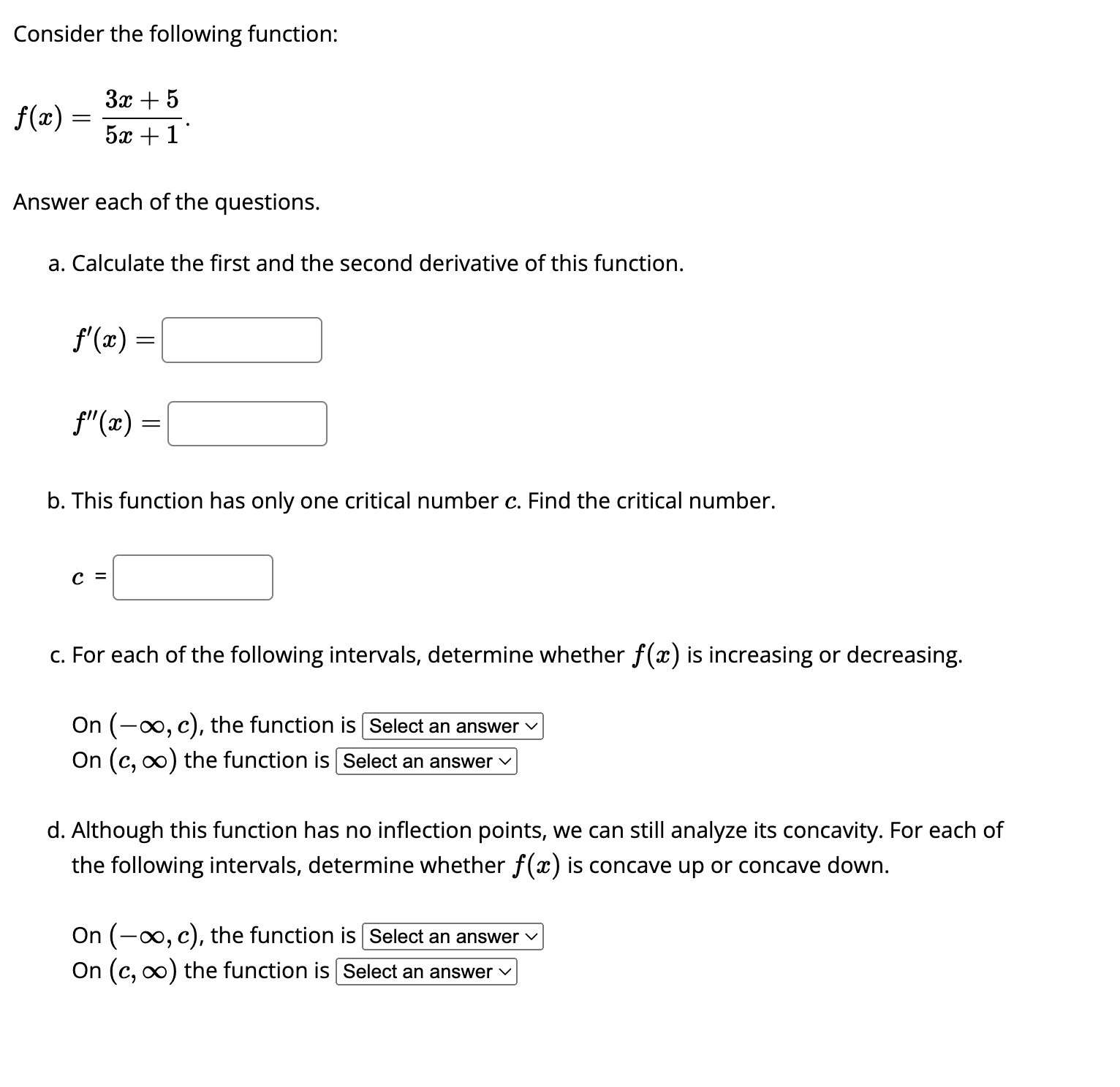Solved d. ﻿Although this function has no inflection points, | Chegg.com