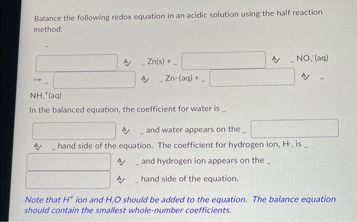 [solved] Balance The Following Redox Equation In An Acidic
