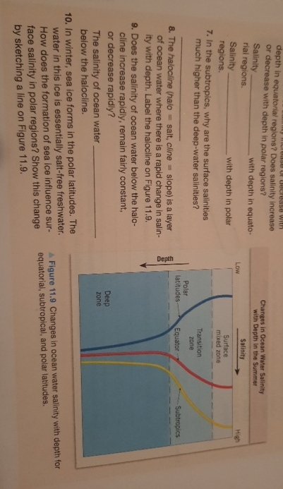 Solved depth in equatorial regions? Does salinity increase | Chegg.com