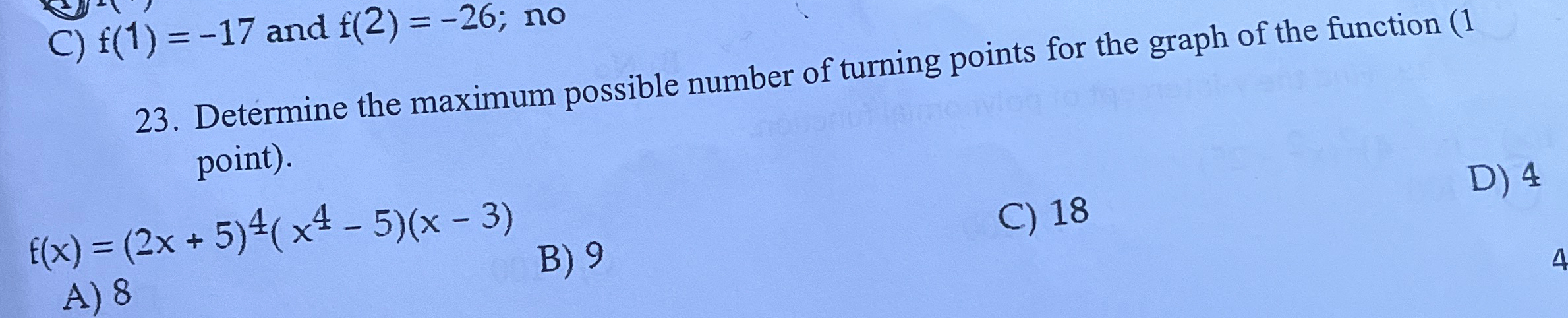 Solved 23. ﻿Determine the maximum possible number of turning | Chegg.com