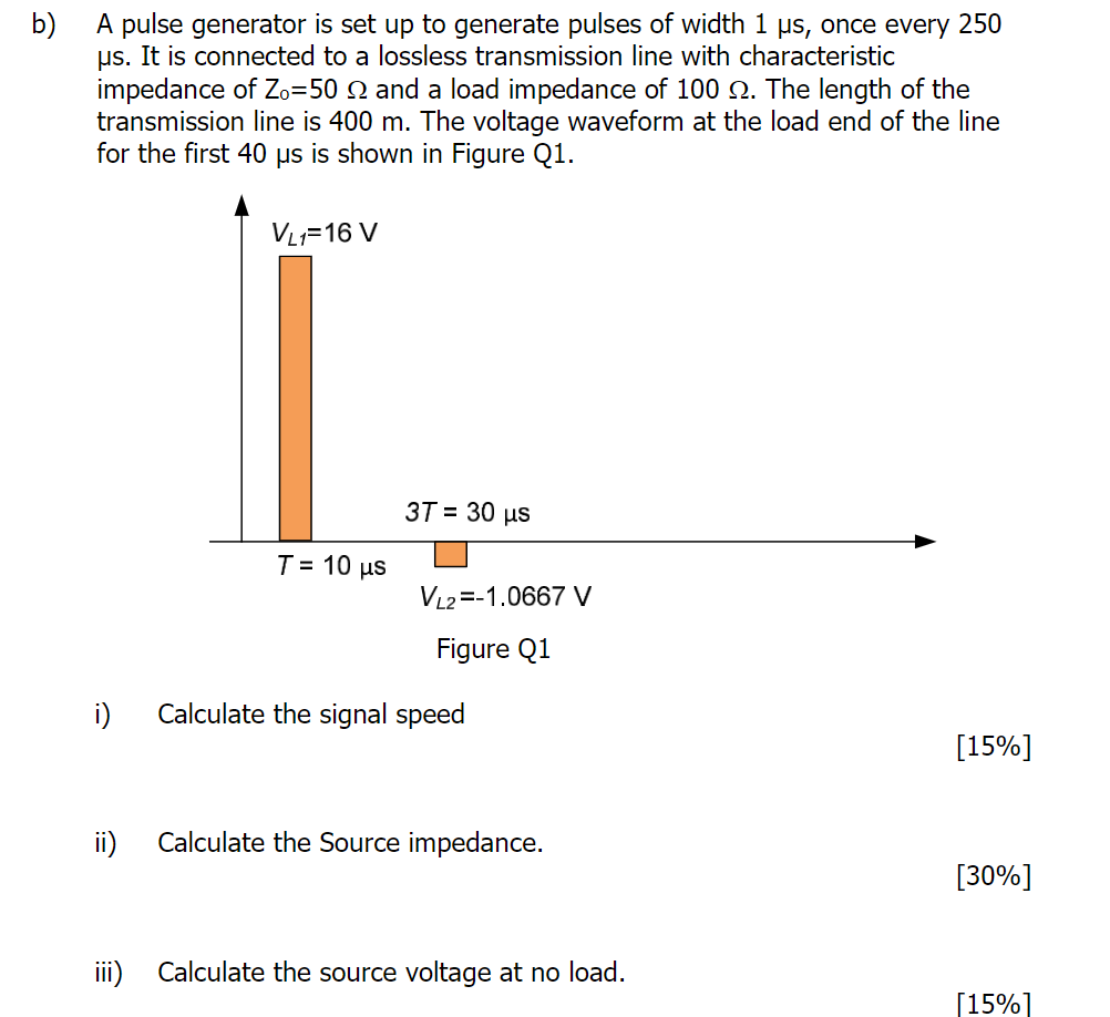 Solved b) ﻿A pulse generator is set up to generate pulses of | Chegg.com