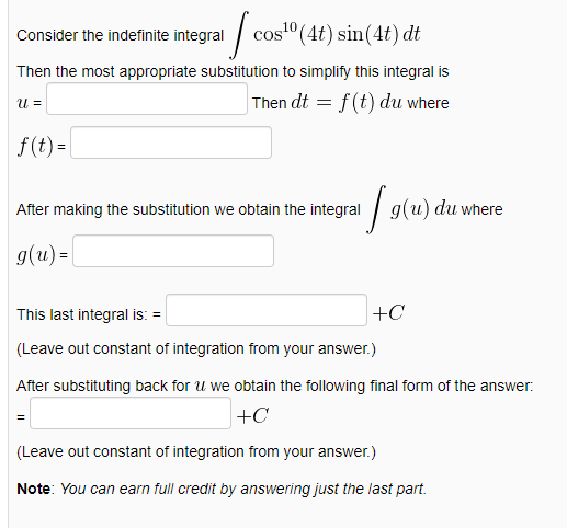 Solved Consider the indefinite integral | Chegg.com