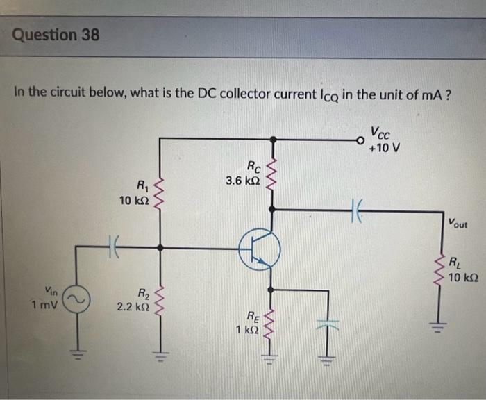 Solved In the circuit below, what is the DC collector | Chegg.com