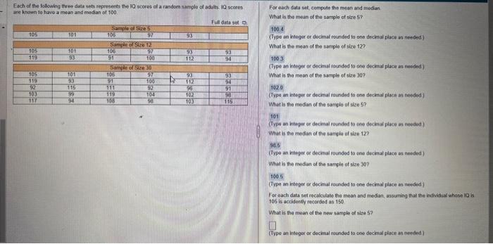 Solved find the new mean and median of sample sizes 5,12, | Chegg.com