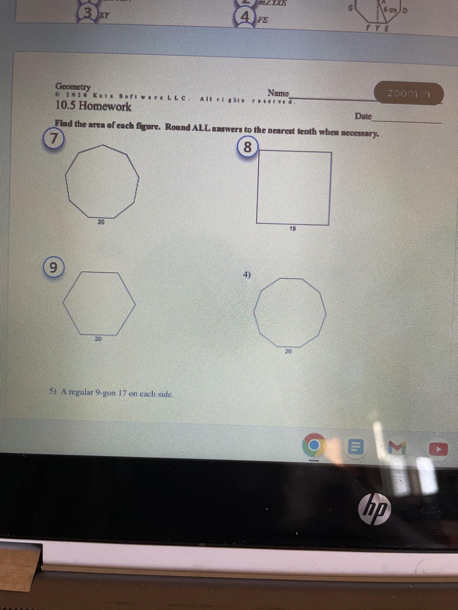 Solved Find the aren of ench figure.7A regular 9-gon 17 ﻿on | Chegg.com