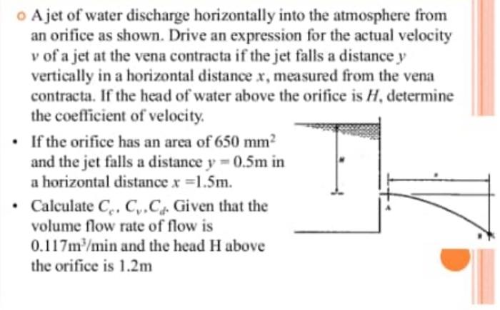 Solved - A jet of water discharge horizontally into the | Chegg.com