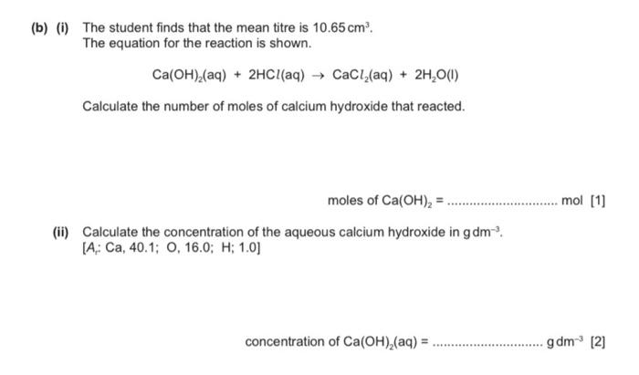 Solved (b) (i) The student finds that the mean titre is | Chegg.com