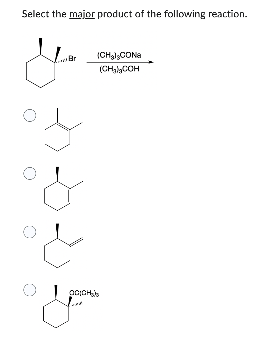 Solved Select the major product of the following reaction. | Chegg.com