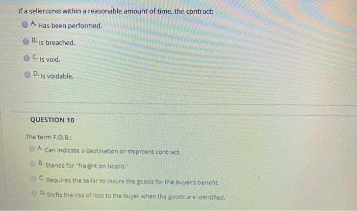 Solved If a sellercures within a reasonable amount of time, | Chegg.com