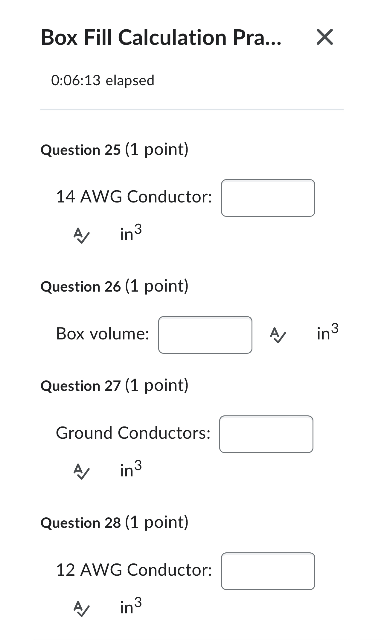 Solved Box Fill Calculation Pra...0:06:13 ﻿elapsedQuestion | Chegg.com
