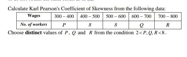 Solved Calculate Karl Pearson's Coefficient of Skewness from | Chegg.com