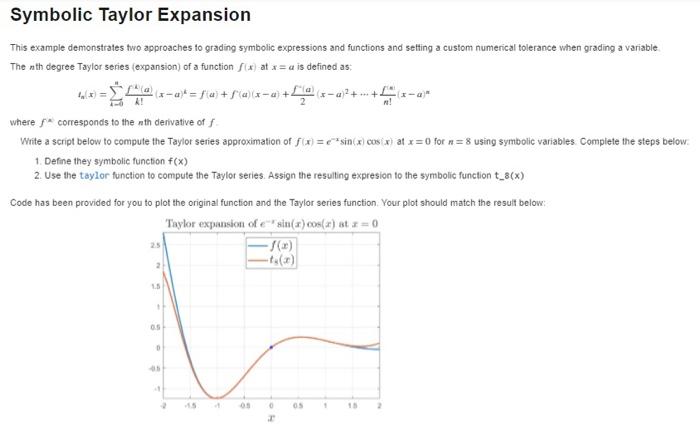 12 A! Symbolic Taylor Expansion This example | Chegg.com