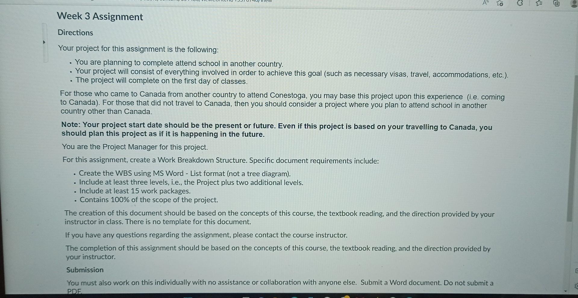 Solved Week 3 Assignment Directions Your project for this | Chegg.com