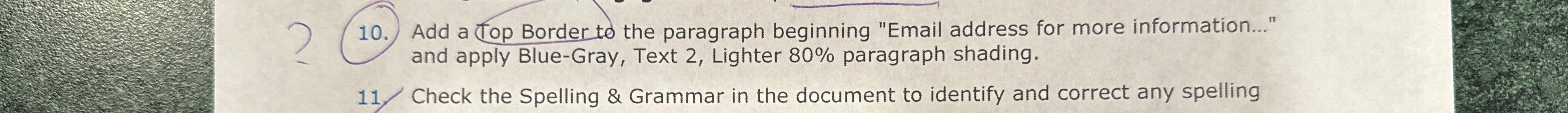 Solved Add a Top Border to the paragraph beginning "Email | Chegg.com