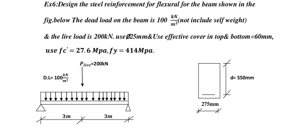 Solved Ex6:Design the steel reinforcement for flexural for | Chegg.com