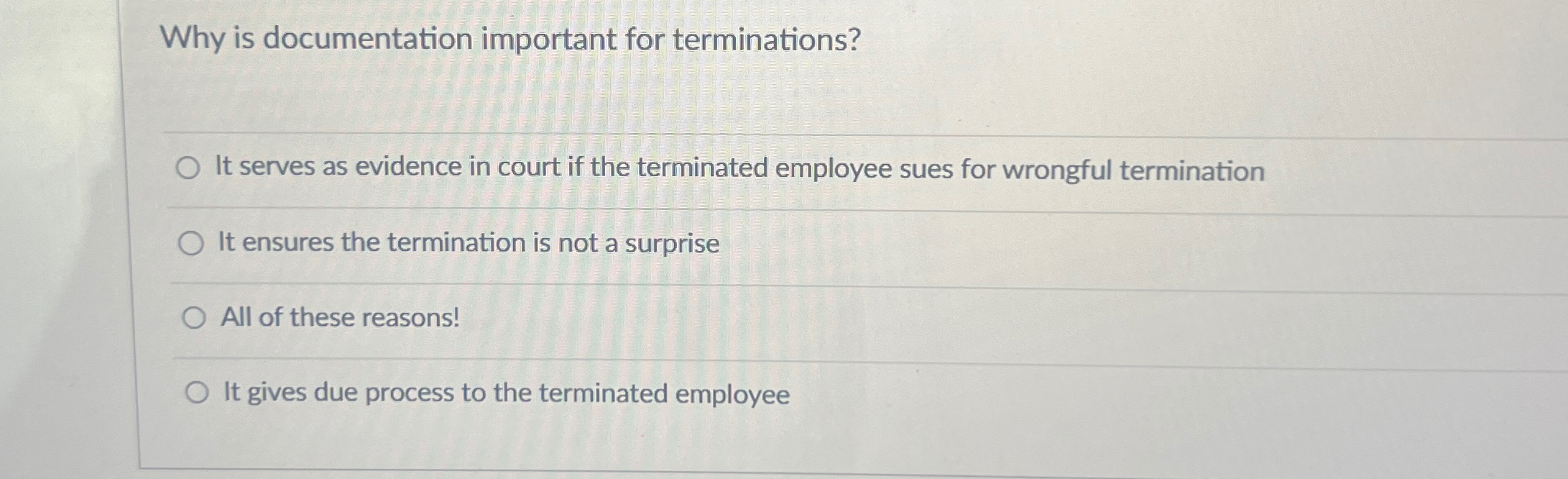 Solved Why is documentation important for terminations?It | Chegg.com