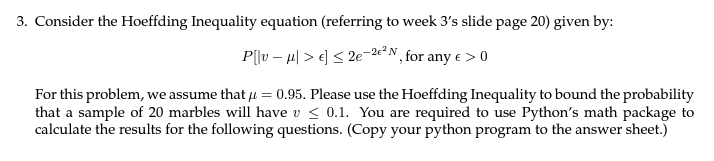 Solved Consider the Hoeffding Inequality equation (referring | Chegg.com