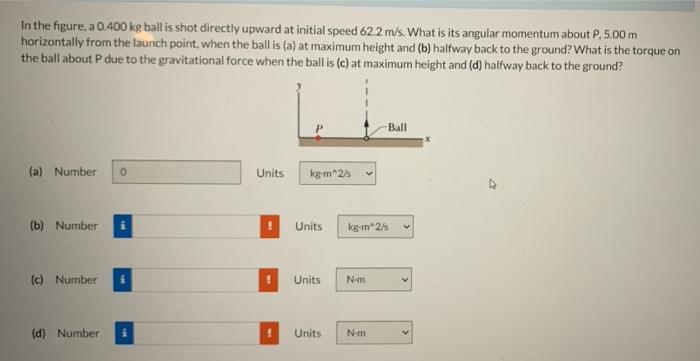 Solved In the figure, a 0.400 kg ball is shot directly | Chegg.com