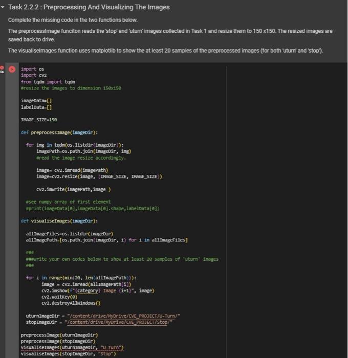 Solved Task 2.2.2: Preprocessing And Visualizing The Images | Chegg.com