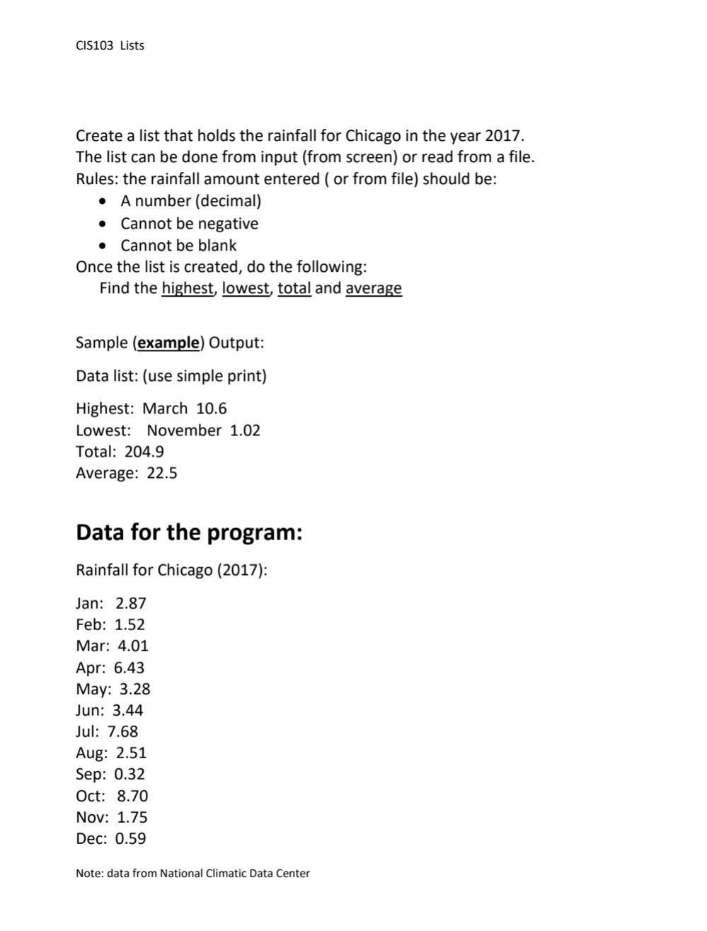 solved-cis103-lists-create-a-list-that-holds-the-rainfall-chegg