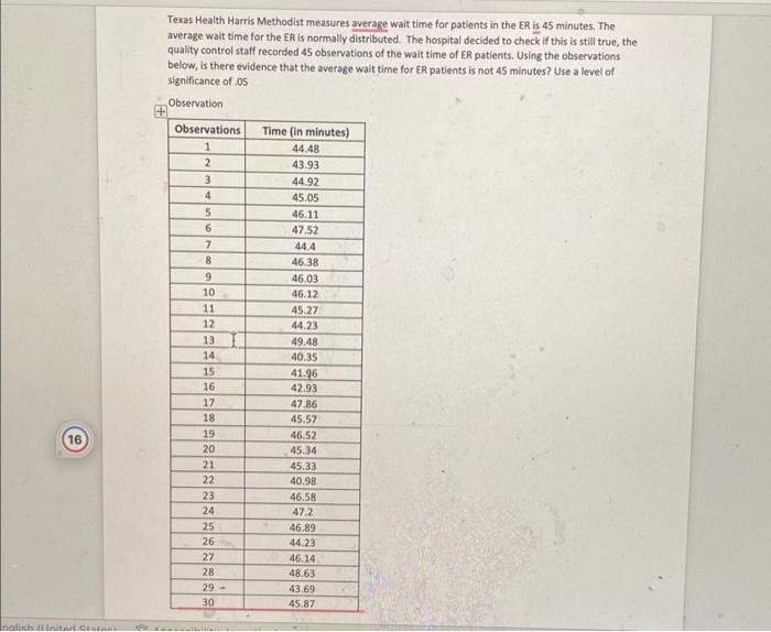 Excel Assignment Texas Health Harris Methodist | Chegg.com