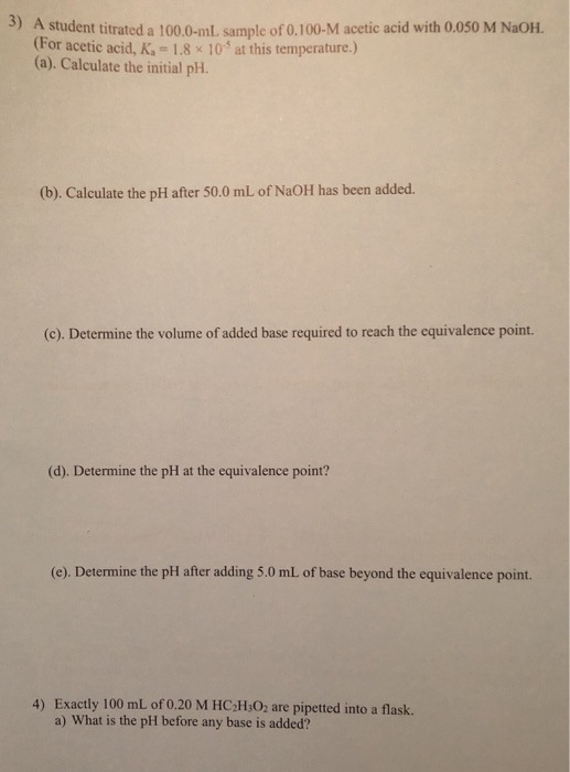 Solved 2) Two 25.0 mL samples, one 0.100 M HCl and the other | Chegg.com