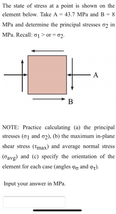 Solved The state of stress at a point is shown on the | Chegg.com