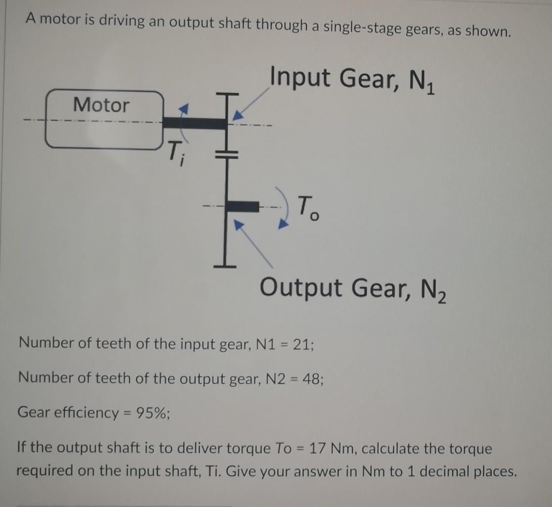 Solved A motor is driving an output shaft through a | Chegg.com