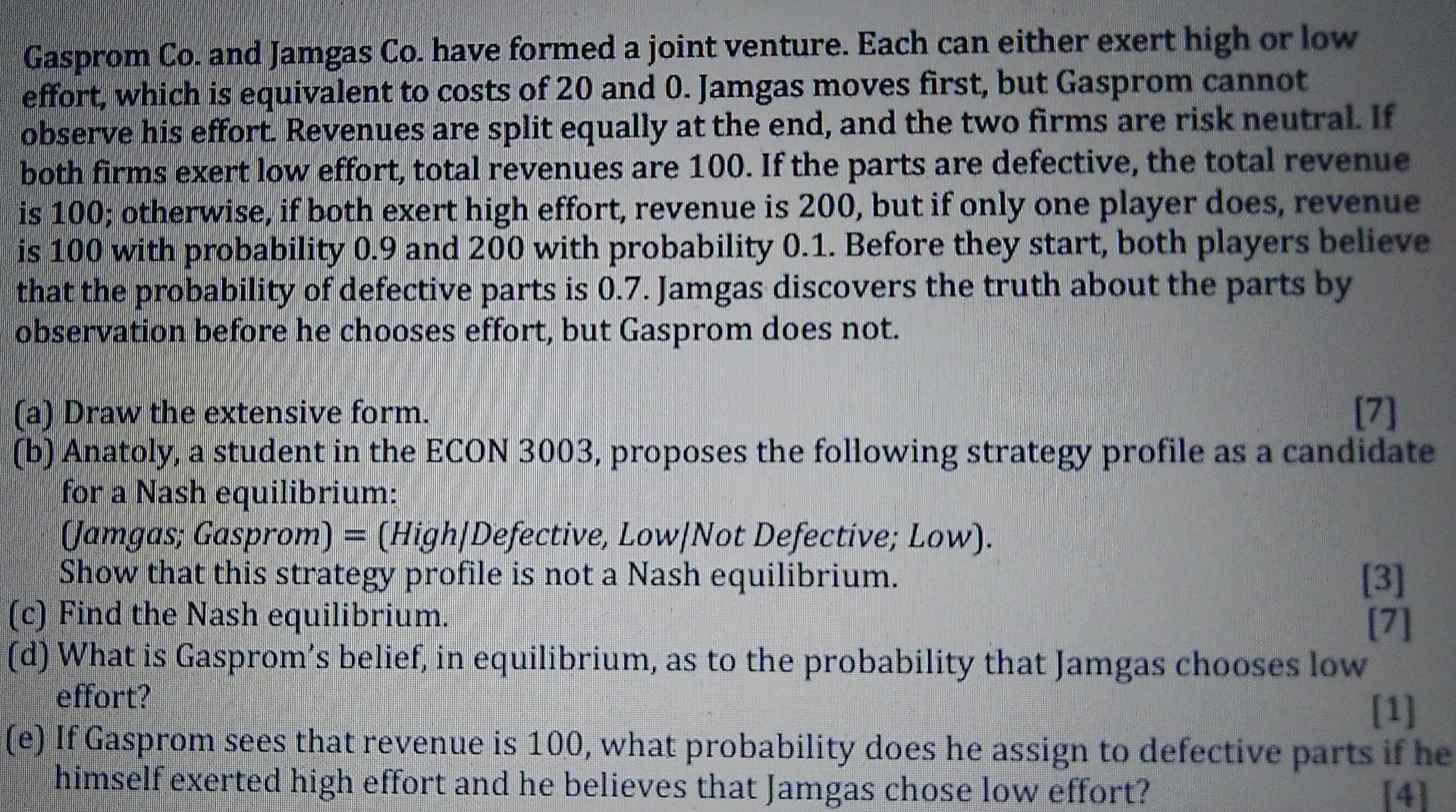Solved Gasprom Co. and Jamgas Co. have formed a joint | Chegg.com