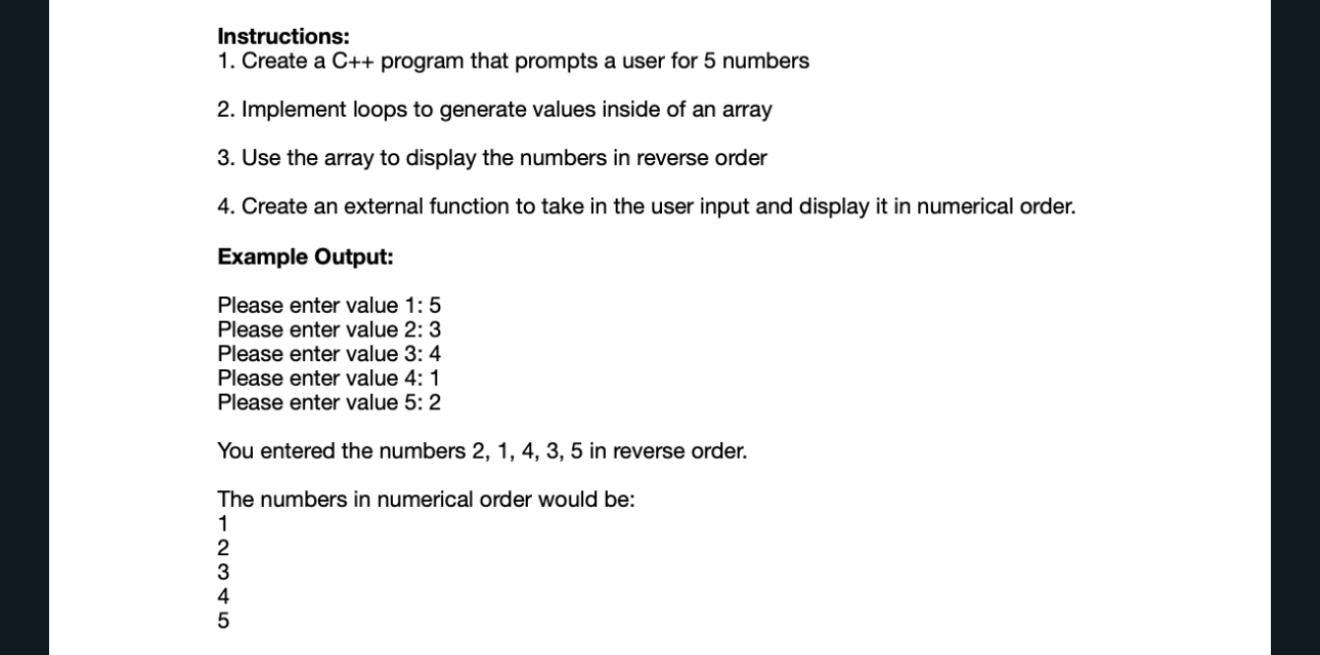 Solved Instructions:Create a C++ ﻿program that prompts a | Chegg.com