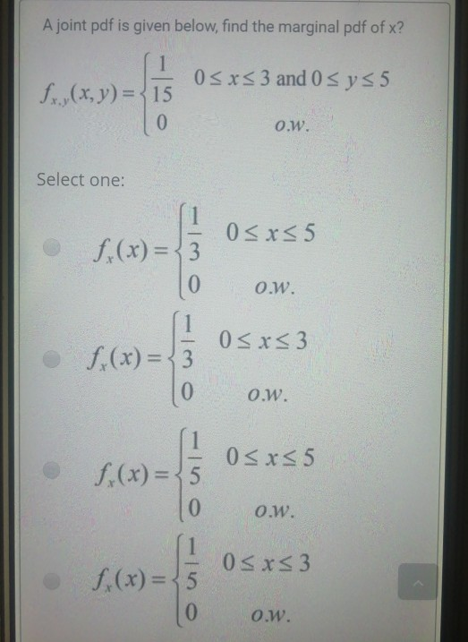 Solved A joint pdf is given below, find the marginal pdf of | Chegg.com