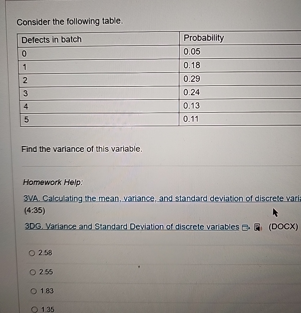 Solved Consider the following table.\table[[Defects in | Chegg.com