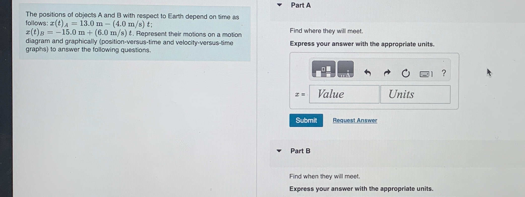Solved The positions of objects A and B ﻿with respect to | Chegg.com
