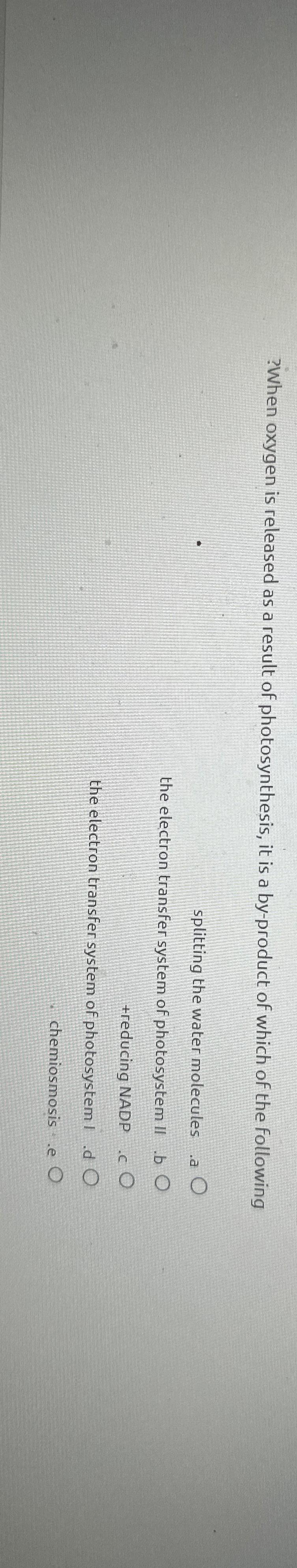 Solved ?hen oxygen is released as a result of | Chegg.com