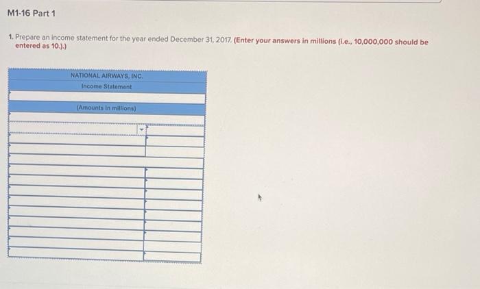 Solved Required information M1-16 Preparing an Income | Chegg.com