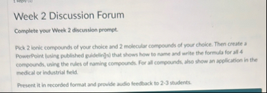 Solved Week 2 ﻿Discussion ForumComplete your Week 2 | Chegg.com