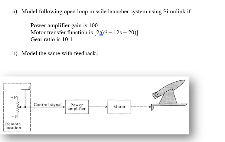 Solved a) ﻿Model following open loop missile launcher system | Chegg.com
