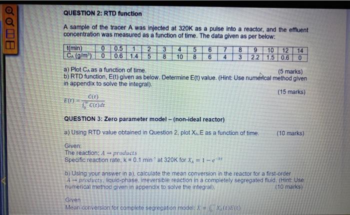 Solved O DE 6 7 QUESTION 2: RTD function A sample of the | Chegg.com