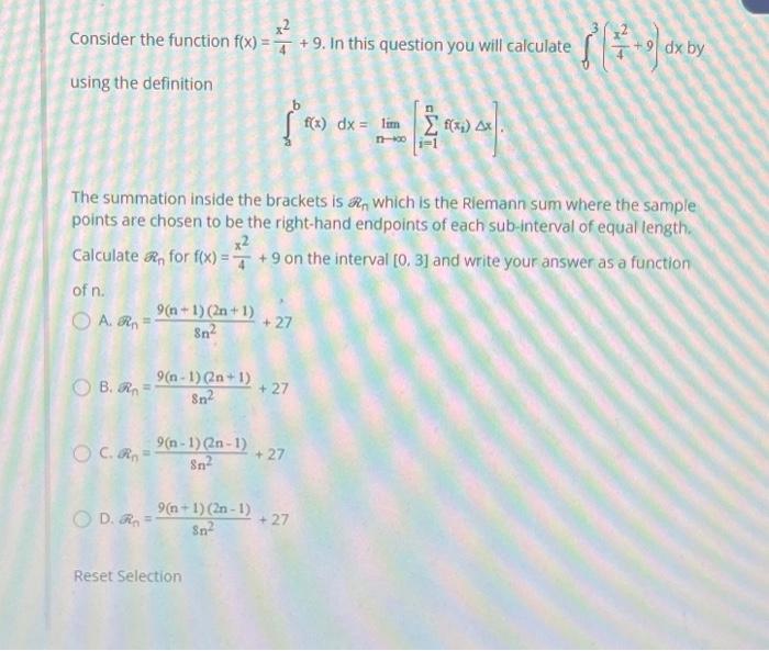 Solved Consider the function f(x)=4x2+9. In this question | Chegg.com