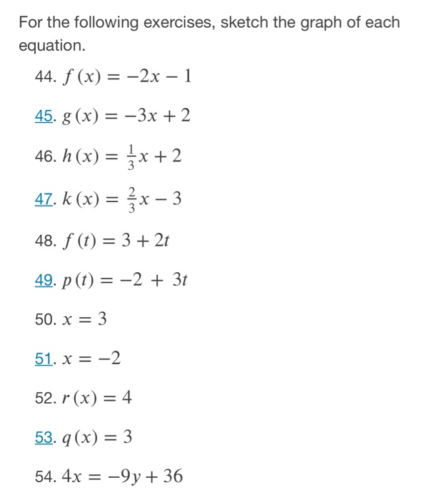 Solved For the following exercises, sketch the graph of each | Chegg.com