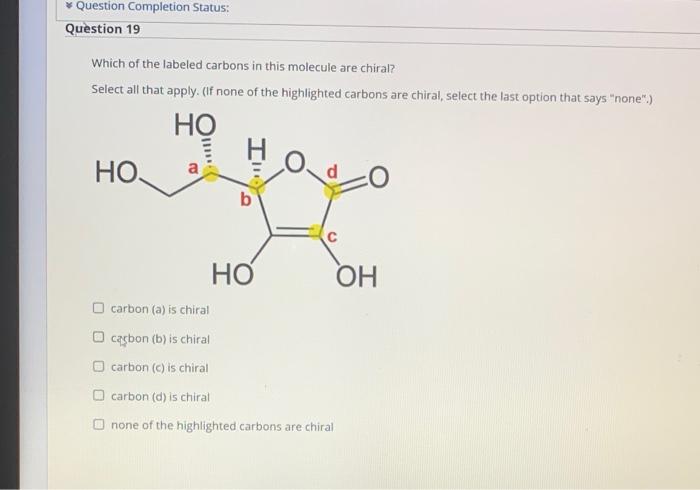 Solved * Question Completion Status: Question 19 Which of | Chegg.com