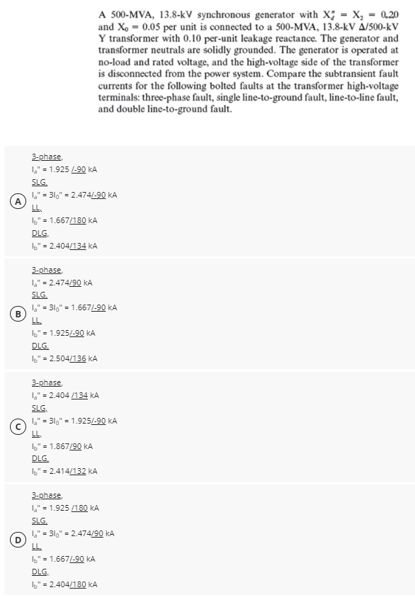 Solved A 500-MVA,13.8-kV ﻿synchronous generator with | Chegg.com