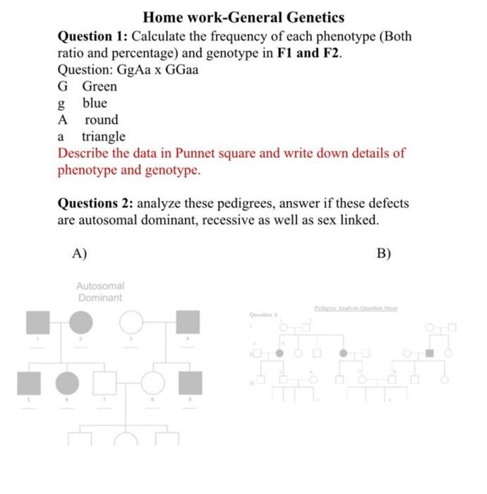 Solved Home work-General Genetics Question 1: Calculate the | Chegg.com