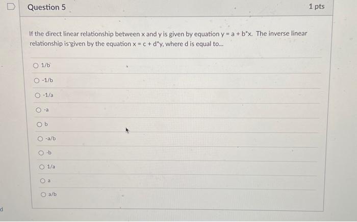 Solved If the direct linear relationship between x and y is | Chegg.com