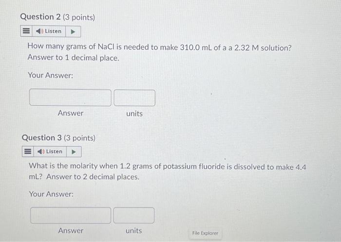 Solved How many grams of NaCl is needed to make 310.0 mL of | Chegg.com