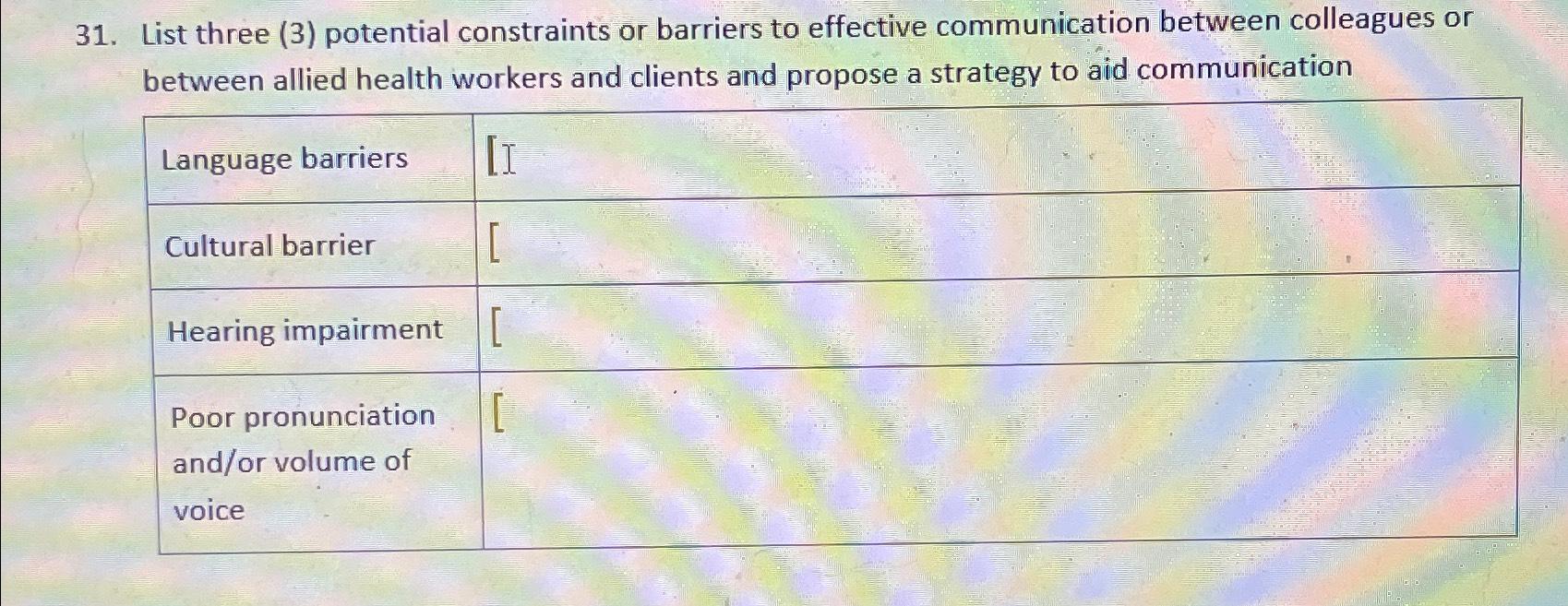 Solved List three (3) ﻿potential constraints or barriers to | Chegg.com