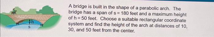 Solved A bridge is built in the shape of a parabolic arch. | Chegg.com