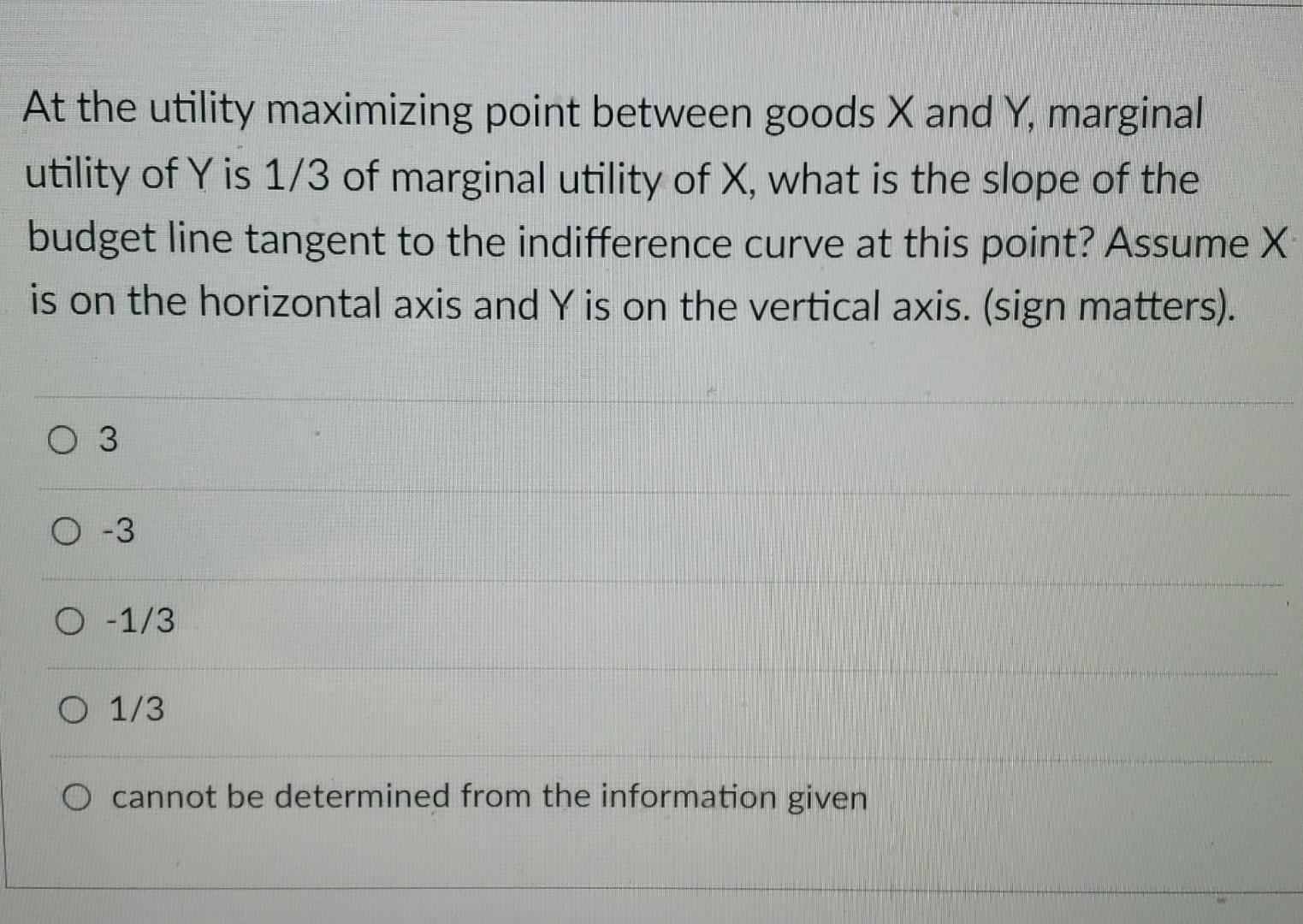 Solved At the utility maximizing point between goods X and | Chegg.com